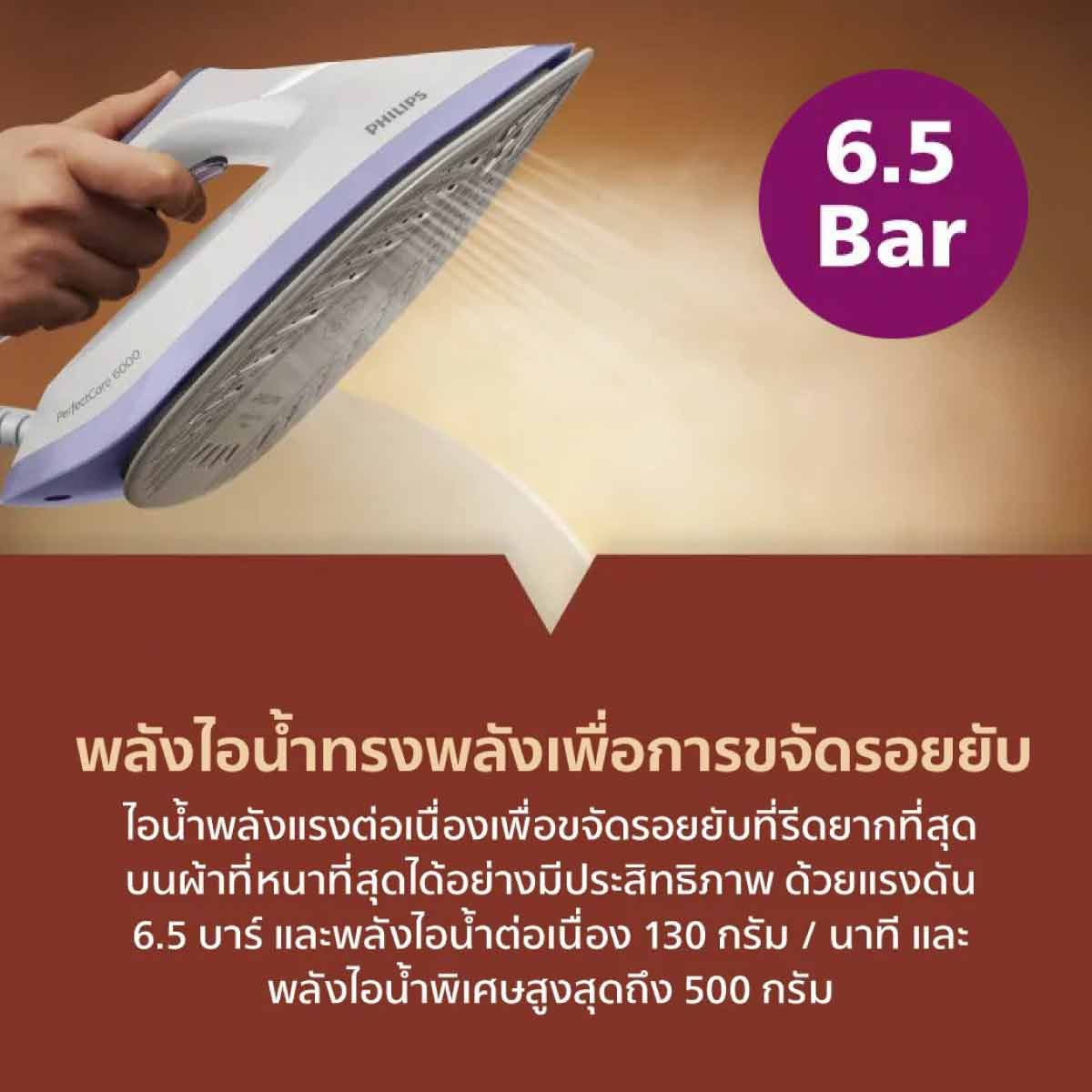 PHILIPS เตารีดไอน้ำ 2400W 6.5บาร์ รุ่น PSG6024/30