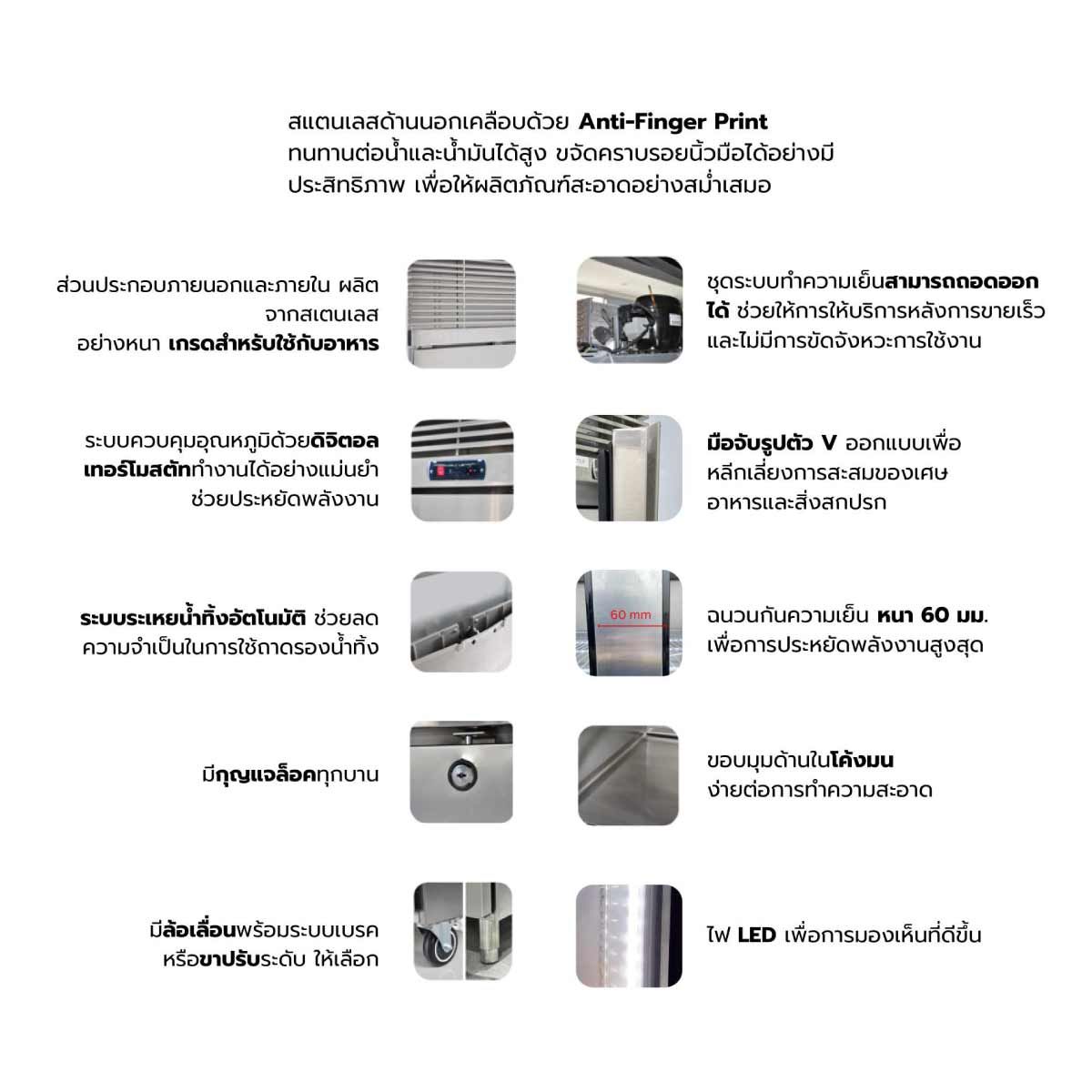 SANDEN ตู้ยืนสแตนเลส 2 ประตูฝาทึบ แช่เย็น รุ่น SRC-0612