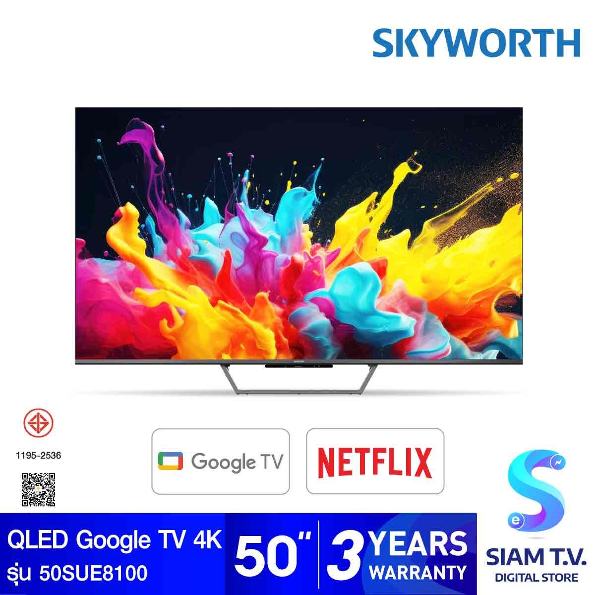 SKYWORTH QLED Matte Screen Google TV 4K รุ่น 50SUE8100 ขนาด