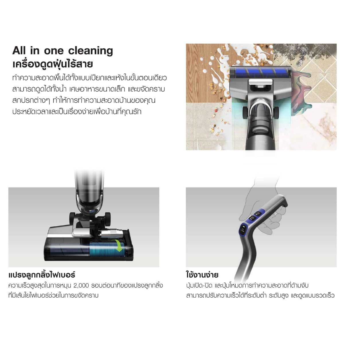 SHARP เครื่องดูดฝุ่นไร้สาย 180W รุ่น EC-WE77B-B